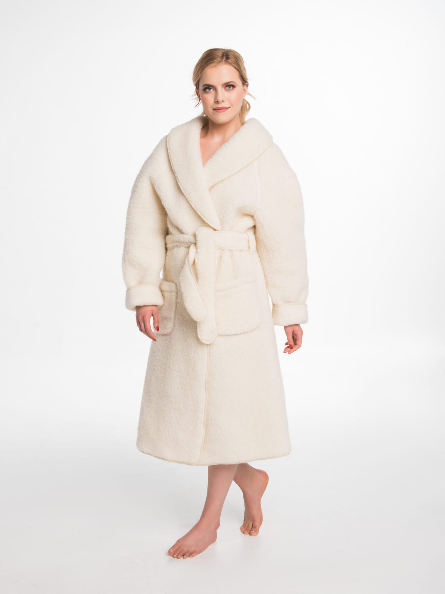 Szlafrok Wełniany Ecru Wooltex - w sklepie Wooltex.pl